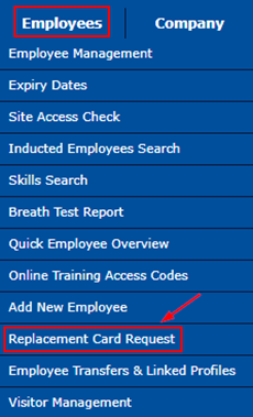 Card Replacement Request – Damstra