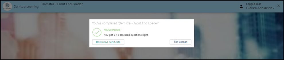 Watching and Completing Lessons – Damstra