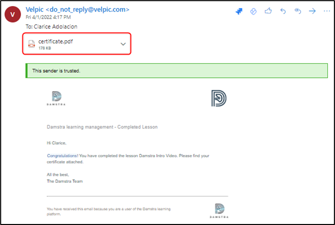 Watching and Completing Lessons – Damstra