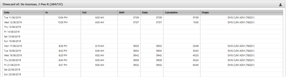 Timecards in TWMS Company Portal – Damstra